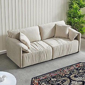 gefayluo Sofa Couch Loveseat, 75.6" Mid Century Modern Couch,Deep Seat Sofa Tufted Upholstered, Couches Furniture for Living Room/Bedroom/Apartment Office, Easy Assembly