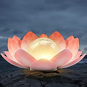 QZHP Solar Light Outdoor, Metal Glass Decorative Waterproof Garden Light LED Solar Flower Lights for Patio, Lawn,Walkway,Tabletop,Ground