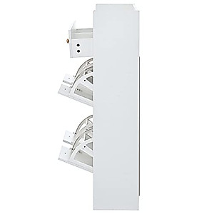 Knocbel Entryway Shoe Storage Cabinet with 2 Drawers, Hidden Shoes Rack and Adjustable Shelf, Entrance Hallway Foyer Table Free Standing Organizer Unit (White)