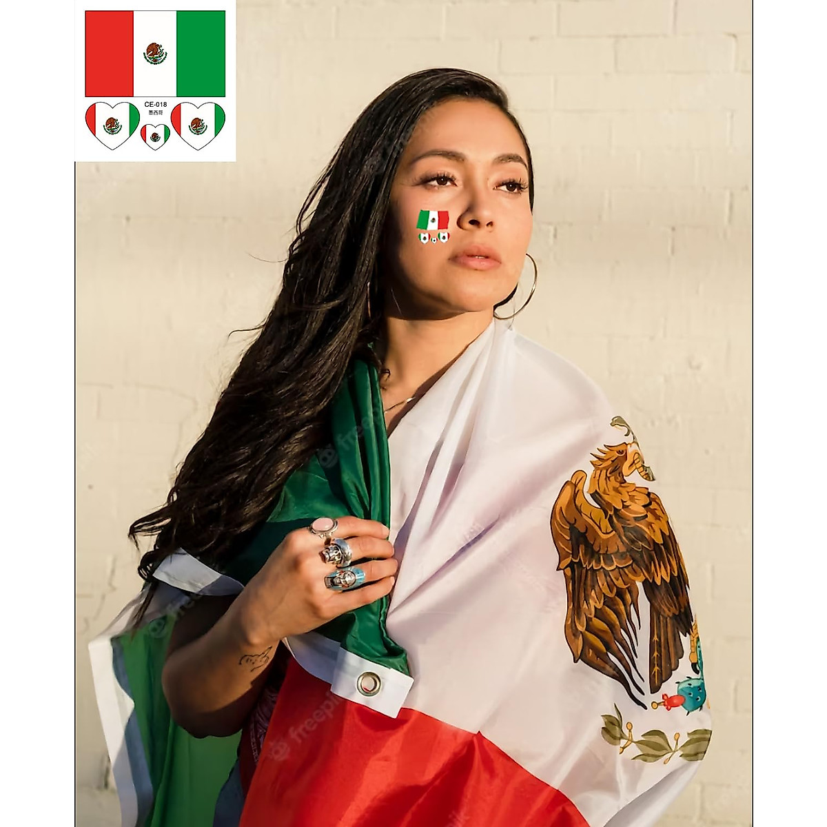 Mexican Flag Tattoos,10 Sheets Mexican Independence Day Temporary Tattoos Sports Temporary Face Tattoos Stickers,40 Pcs Waterproof Sweat Removable Fake Tattoos For Men Kids Women(Mexico)