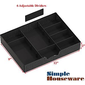 Simple Houseware Desk Monitor Stand Riser with Adjustable Organizer Tray, Black