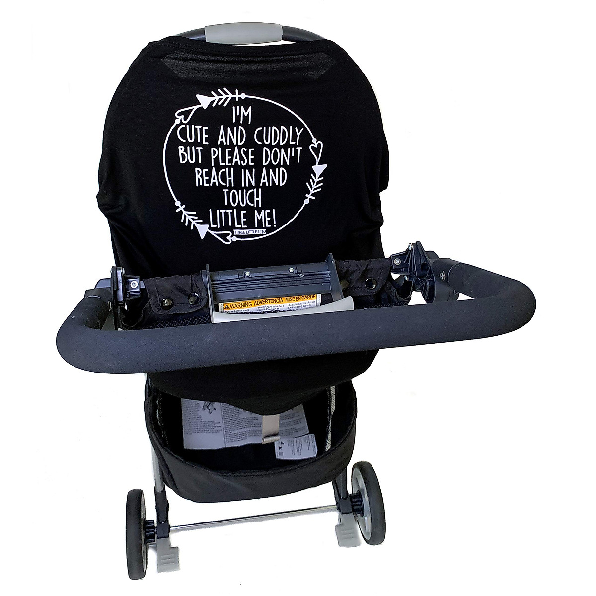 Car Seat 5 in 1 Cover - I'm Cute & Cuddly But Please Don't Touch Little Me (Black)