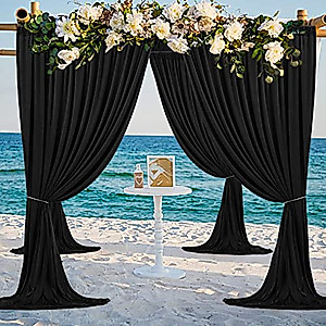 6 Panels Black Backdrop Curtain for Parties Wrinkle Free Black Photo Curtains Backdrop Drapes Fabric Decoration for Birthday Party Wedding 30ft(W) x 10ft(H)