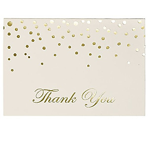 48 Gold Thank You Cards with Envelopes Gold Foil Metallic Dots Bulk Elegant Classy Sparkle Blank for Wedding Baby Shower Bridal Notes Graduation Engagement Birthday