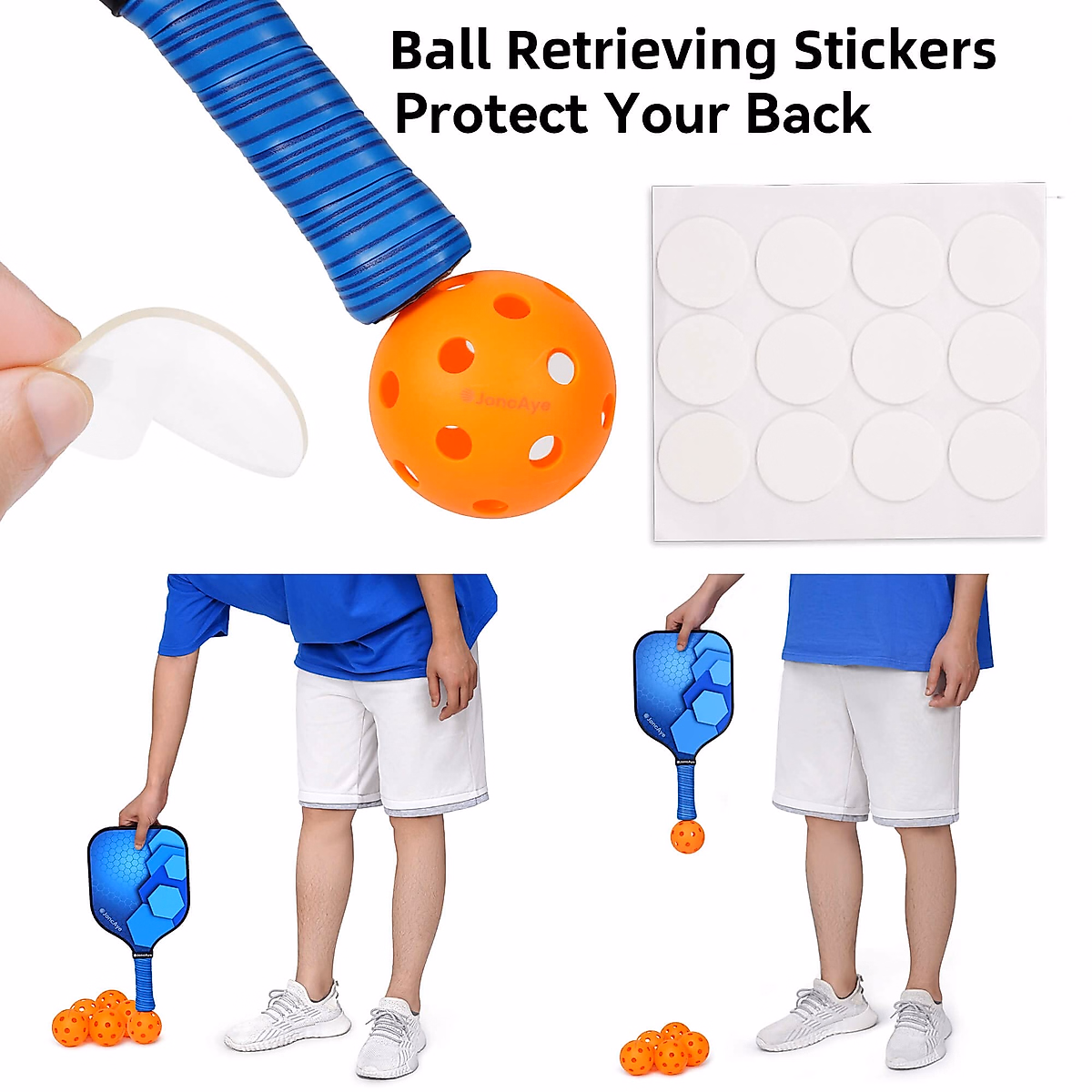 JoncAye Pickle-Ball Paddle Set of 4 USAPA Approved Rackets and Balls w/Racquet Bag, Grip Tape, Ball Retriever | Pickle-Ball Equipment for Outdoor Indoor Play, Pickleball Kit for Beginner
