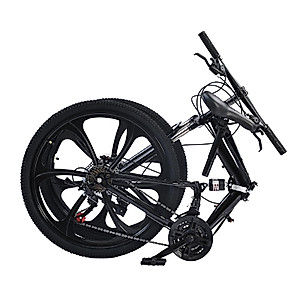 SABUIDDS 26 Inch Folding Mountain Bike for Adults - Men and Women Foldable Bicycle, 6-Blade Wheel | High-Carbon Steel Frame | Height Adjustable | Weight Capacity up to 330 lbs