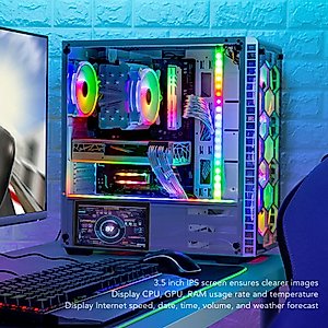 Computer Temp Monitor, 5in IPS Screen PC CPU GPU Data Monitor Multi System Support DIY Theme USB Mini Screen for AIDA64 Sensor Panel Display for Raspberry Pi for Linux for