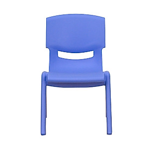 EMMA + OLIVER 2 Pack Blue Plastic Stackable School Chair with 10.5" H Seat, Preschool Chair