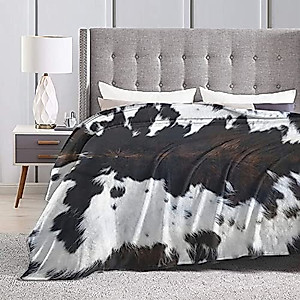 Brown Cow Blanket Cow Print Throw Blanket, Lightweight Flannel Fleece Blankets with Cow Print for Couch (Cow Print Blanket Cowhide Print, 50"x40")