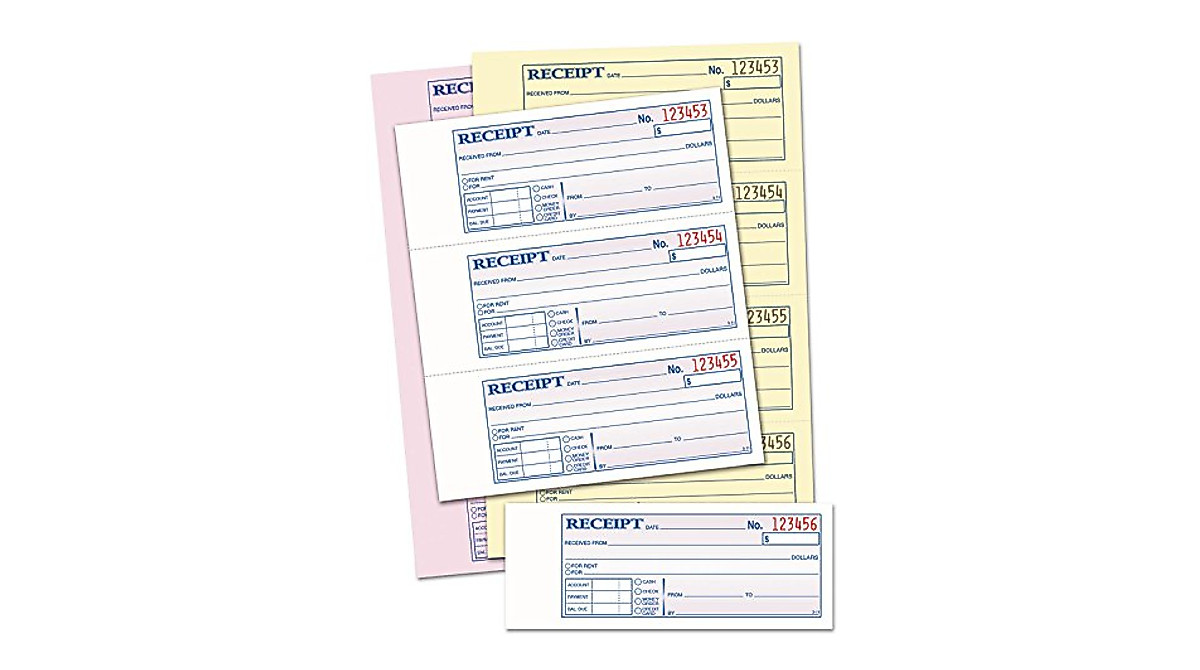 Adams TC1182 Receipt Book - 3-Part Carbonless 100 Forms