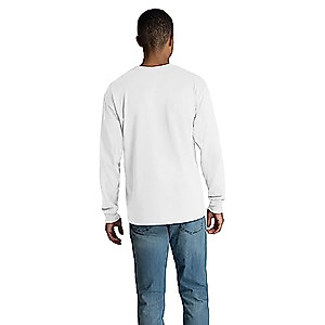 Fruit of the Loom Men's Eversoft Cotton T Shirts, Breathable & Moisture Wicking with Odor Control, Sizes S-4x, Long Sleeve-White Ice
