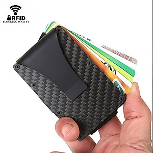 HARONAR Metal Money Clip Wallet, Carbon Fiber Wallet, RFID Blocking Metal Card Holder for Men Slim Aluminum Holder Pocket Cash Credit Card Holder
