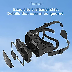 Thafikzi VR Headset Virtual Reality Glasses for Phones VR Gear 3D Glasses for Cell Phone, Virtual Reality Goggles for 3D Movies/ Games, Compatible with Android/ iOS Phones from 4.7 to 7 Inches