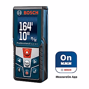 BOSCH Blaze GLM50C Bluetooth Enabled 165ft Laser Distance Measure with Color Backlit Display