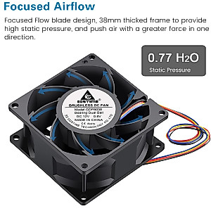 GDSTIME 80mm x 38mm 8038 PWM High Speed Dual Ball Bearing DC 12V 80mm Cooling Fan