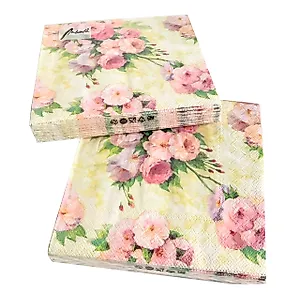 AVEVER | Decorative napkins for Decoupage | Blush Pink AVEVER | Disposable AVEVER | Shabby Chic AVEVER | Birthday AVEVER for Women Artist Teacher, white yellow pink purple green, 6.5 x 6.5 x 1 inches