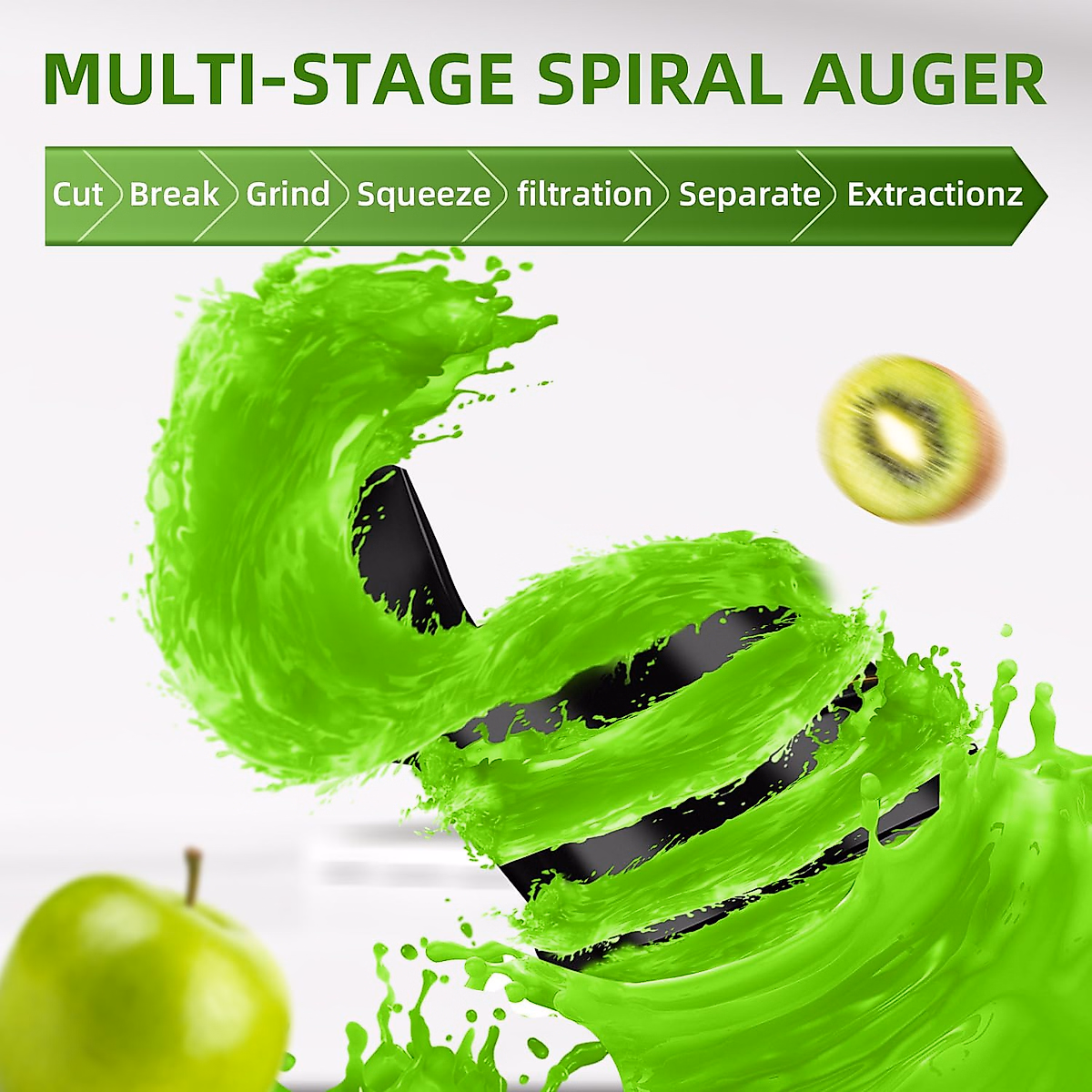 Cold Press Juicer Machines, 350W Masticating Juicer with 5.8" Inch Large Feed Chute for Whole Fruits and Vegetables, Slow Juices Extractor Easy to Clean