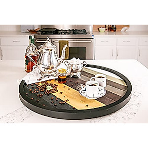 HOME BREEZES Extra Large Wooden Lazy Susan- Round Wood Ottoman Turntable Tray, Serve Tea, Coffee, or Breakfast in Bed, Classic Circle Wooden Tray for Tabletop, Decorative Serving Tray.