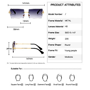 HEPTAGRAM 7 Rimless Rectangle Sunglasses for Women Square Fashion Frameless Small Vintage Buffs Glasses for Men shades (Brown)