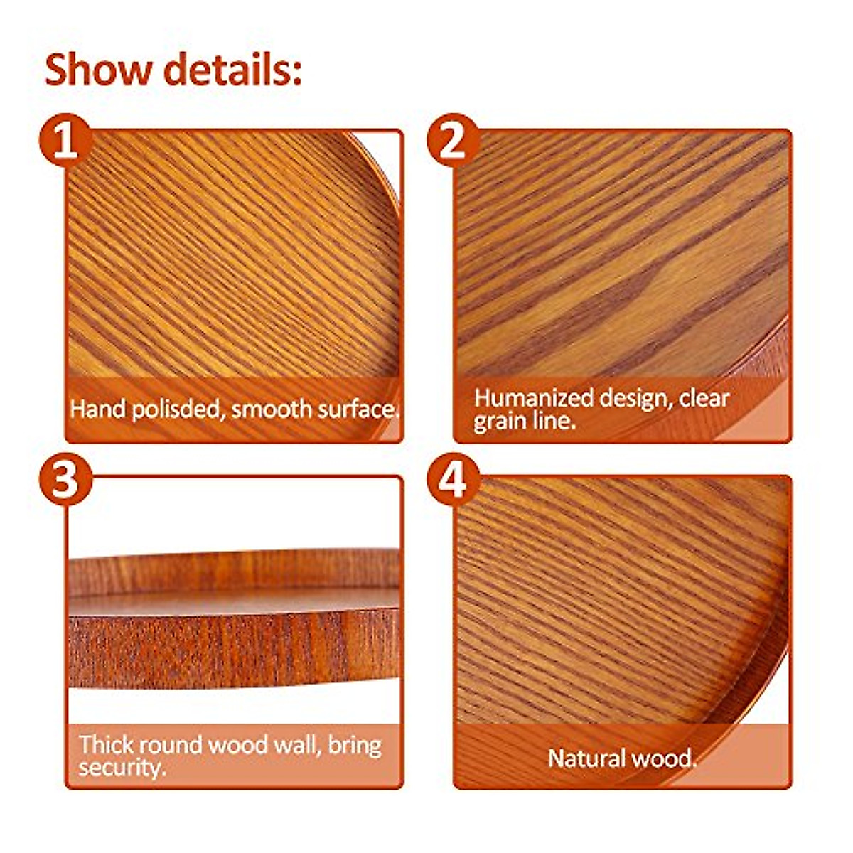 Fdit Wood Serving Plate Tray for Dessert Cake Coffee Red Tea Kitchen or Restaurant Using (33cm / 12.99 inch)