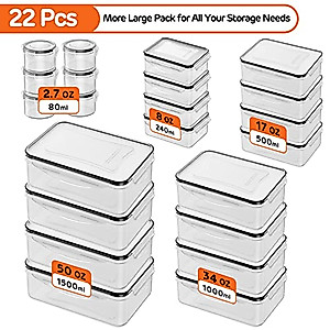 Food Storage Container with Lid (22 Lids & 22 Containers) - Airtight Leakproof Plastic Kitchen Organization Set Reusable Microwave/Freezer/Dishwasher Safe Meal Prep Container with Label & Pen