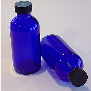 4 Ounce Boston Round Heavy Glass Cobalt Blue Bottles w/Lined F217 Caps-6 Pack-Pharmaceutical Grade