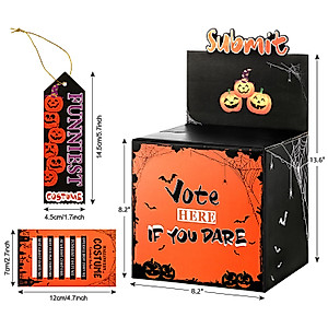 Halloween Costume Contest Ballot Box and 40 Voting Cards, 10 Award Prize Ribbons Fun Decorations, Halloween Party Supplies for Home Indoor Office and Party Games