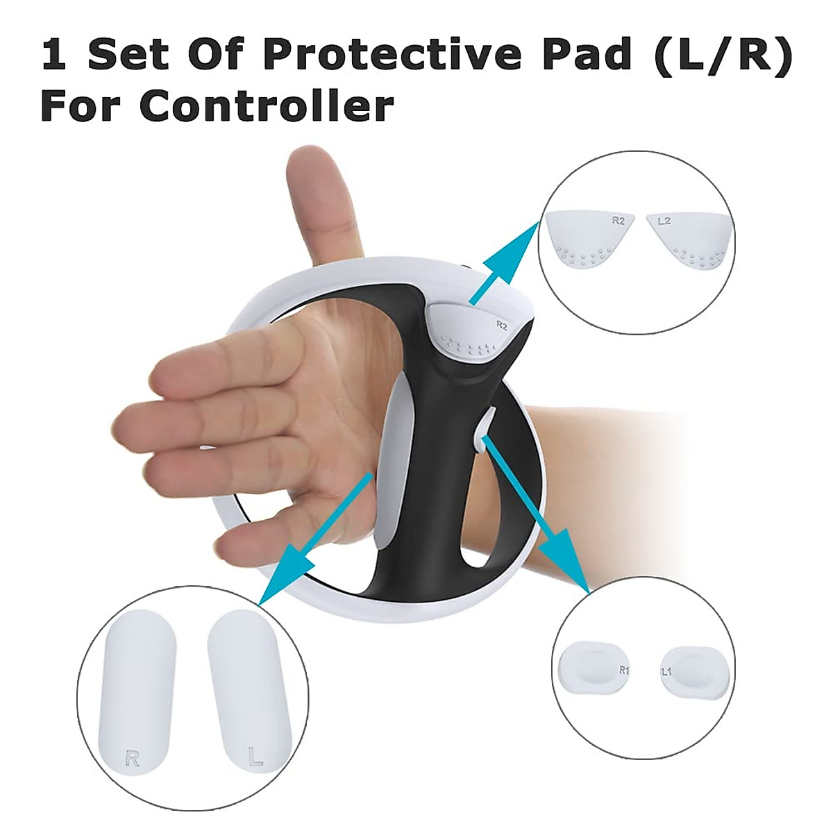 【8 PCS Set】PS VR2 Controller Silicone Anti-Slip Pad L/R Set + VR Headset Lens Cover Protective Compatible with PS VR2 Protective Accessories
