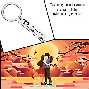 BNQL You're My Favourite Weirdo Keychain Funny Valentines Keychain Gift for Him or Her