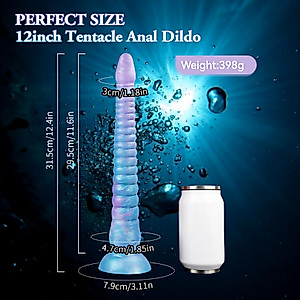 Realistic Anal Dildos 12inch Long Tentacle Dildo with Suction, Thick Silicone Dragon Dildo Octopus Anal Plug Adult Toys for Men Couples
