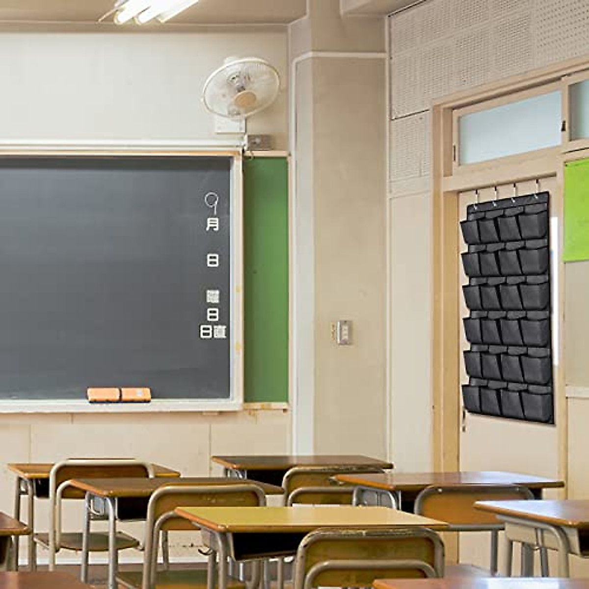 Katkuca Over the Door Shoe Organizer - Hanging Storage Shoe Rack with 24 Oversized Fabric Pockets, 10 protection Covers and 4 Metal Hooks for Men's Sneakers, Women's Heels, Kids, Slippers