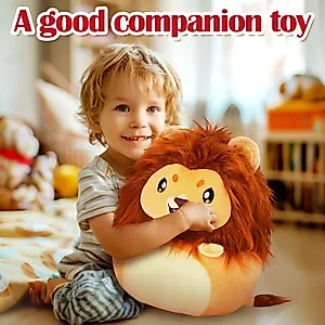 Houwsbaby 12'' Lion Plush Pillow, Soft Yellow Lion Stuffed Animal Toy, Cute Plush Toy Anime Stuffed Pillow, Festivals, Birthdays, Christmas, Halloween, Thanksgiving Day Idael Gift for Boys Girls Kids