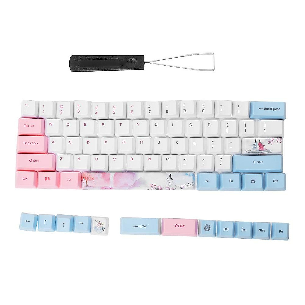 73PCs Keycaps PBT Mechanical Keyboard Accessory Five-Faced Dyed Anime Universal Keycap for Mechanical Keyboard(Three Lives III)