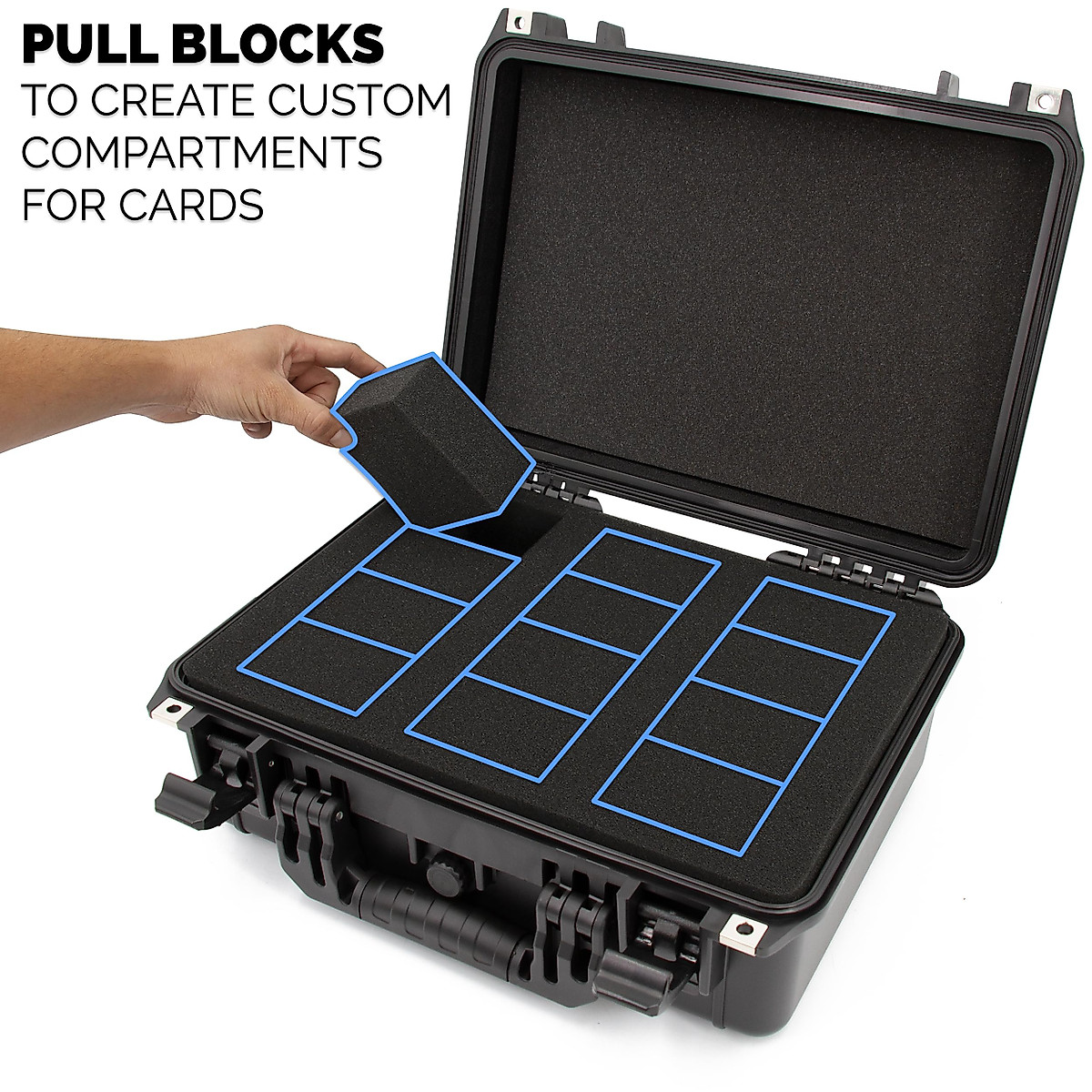 CASEMATIX Graded Card Case Pro Edition Compatible with 100 BGS PSA Graded Sports Trading Cards, IPX7 Waterproof Graded Slab Trading Card Box with Precision Cut Graded Card Storage Box Foam Dividers