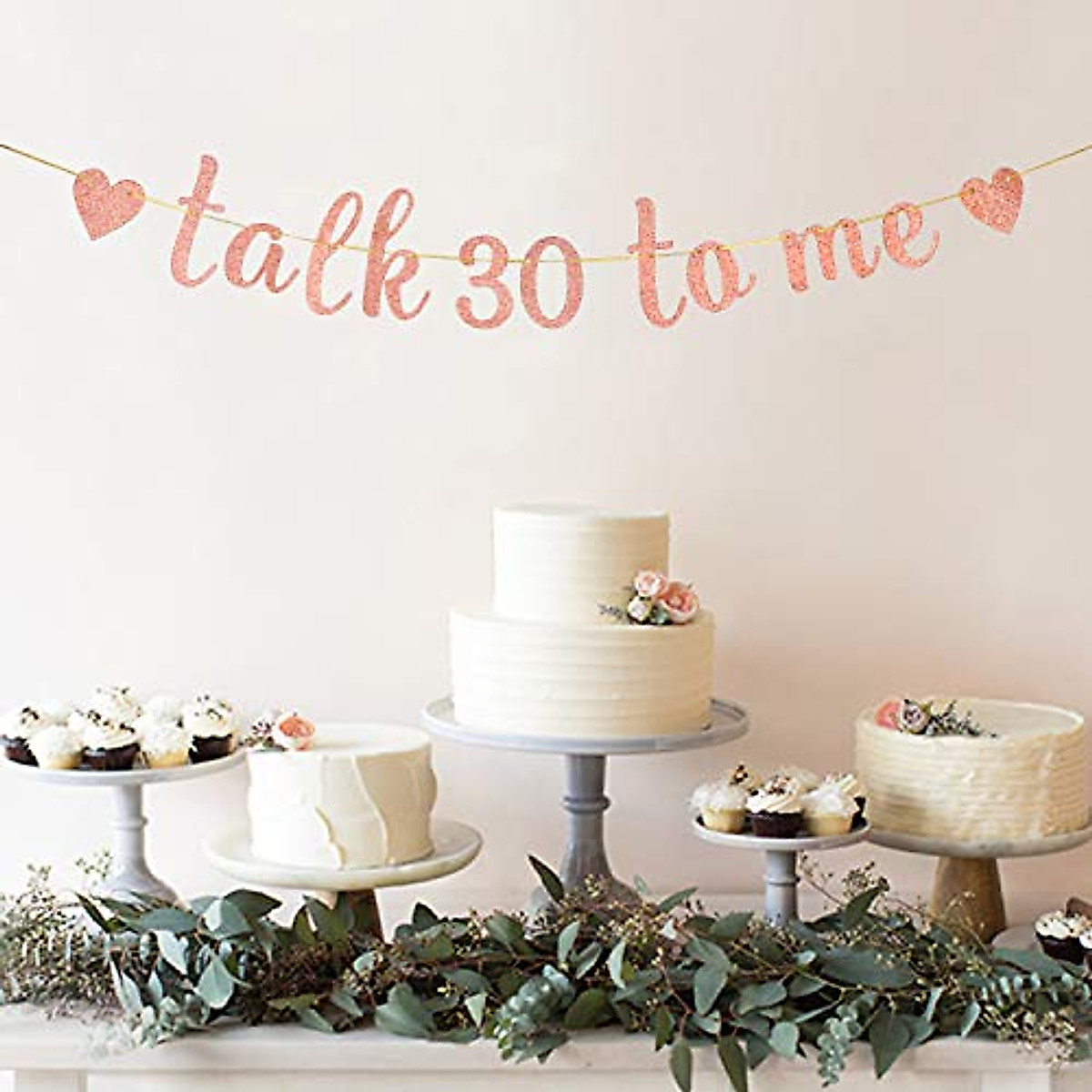 INNORU Glitter Talk 30 To Me Banner - Happy 30th Birthday Anniversary Sign - Cheers to 30 Years Party Bunting Decorations Rose Gold