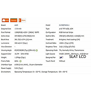AUO 17-Inch LCD Screen G170ETN03.1 with Full kit of Driver Board