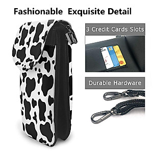 YongColer Fashion Small Cellphone Crossbody Shoulder Bag Black White Milk Cow Spots Print Cell Phone Purse Wallet Lightweight Roomy Pockets Smartphone Bag For Women Girls Teens