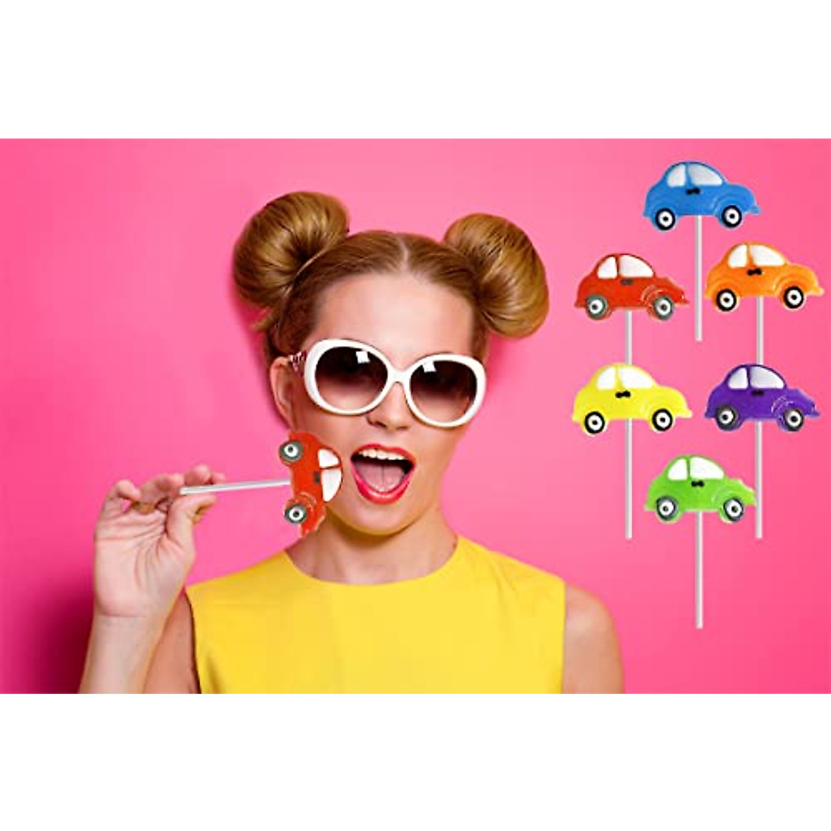 Car Lollipops Suckers, Fat-Free, Great for Birthday Parties, Events, and Goody Bag Fillers, Party Favors, Individually Wrapped Pops (12-Pack)