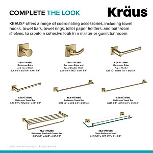 KRAUS Ventus Bathroom Robe and Towel Double Hook, Brushed Gold Finish, KEA-17702BG