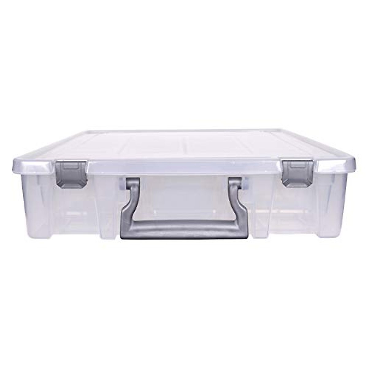 AB Designs 6967ABD Super Satchel with 9 Mixed Bins Inside Stackable Home Storage Organization Container, Clear with Sliver Latches and Handle, w/Long