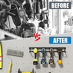 Homtgoe Drill Storage Rack Wall Mounted Power Tool Organizer Heavy Duty Steel Floating Tool Shelf Space Saving Electric Drill Storage Rack Anti-Slid Storage Rack for Garage Home Workshop Shed