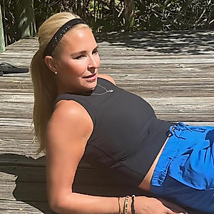 Sweaty Bands Womens Girl Headband - Non-Slip Velvet-Lined Sparkle Hairband - Viva Diva Black 1-Inch