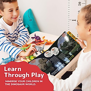 PREXTEX Dinosaur Toys for Kids 3-5 - 12 Dinosaur Figurines and Dinosaur Book for Kids with Sound - Realistic Toy Dinosaur Figures - Dino Toys with Sound Books for Kids