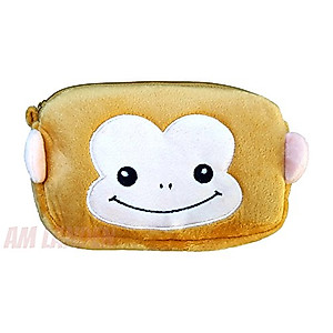 AM Landen Super Cute Soft Plush Brown Monkey Cosmetic Makeup Storage Pencil Pouch