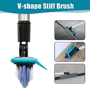 Hli Magic Broom Sweeper, Multifunction Silicone Broom, Household Squeegee Broom for Floor Cleaning, Bathroom, pet Hair, Blue Dog Broom Brush Set (Light Grey)