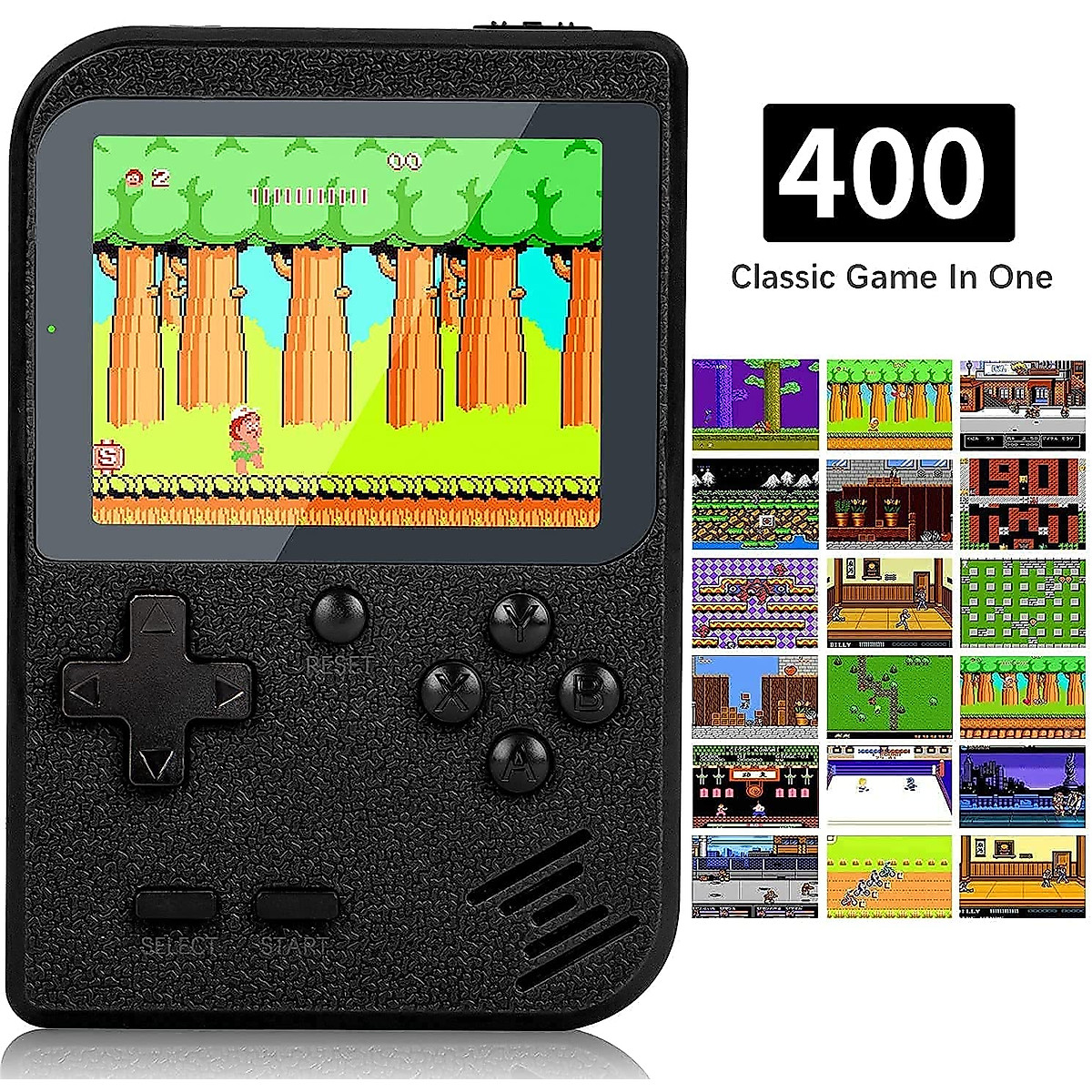 JAMSWALL Retro Handheld Game Console, Portable Retro Video Game Console with 400 Classical FC Games 2.8-Inch Screen 800mAh Rechargeable Battery Support for Connecting TV and Two Players(Black)…