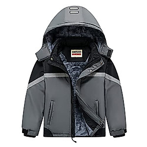 WULFUL Boy's Waterproof Ski Coat Winter Warm Snow Coat with Hood