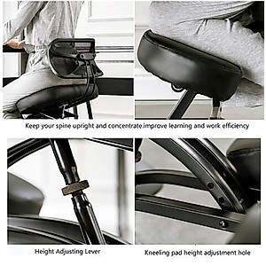 Ergonomic Kneeling Chair with Back Support, for Home and Office, Black