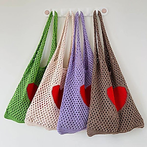 Women's Handbags Hobo Bags Knit Bags Mesh Tote Bags Hollow Shoulder Bags Shopping Bags(apricot)