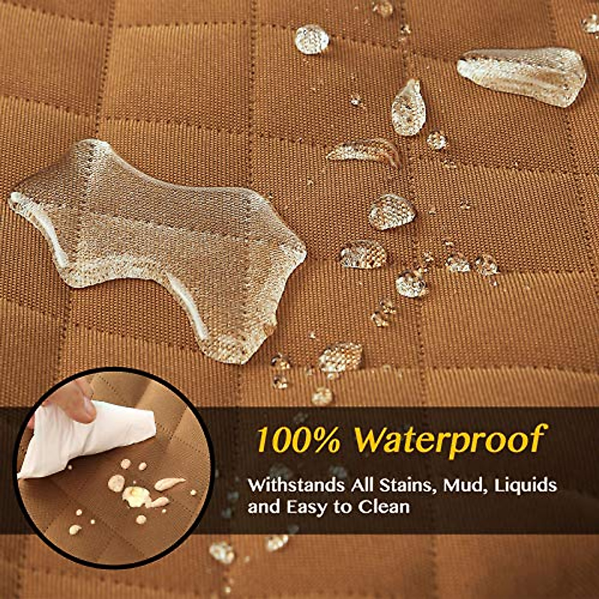 K KNODEL Dog Seat Cover, 100% Waterproof Car Seat Cover for Pets, Pet Seat Cover Dog Hammock, Heavy Duty Scratch Proof Pet Back Seat Covers, Zippered Side Flaps for Cars, Trucks and SUVs (Brown)